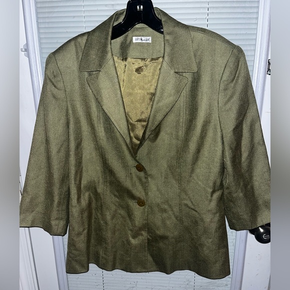 Ann May | Jackets & Coats | Ann May Size 2 10 Woven Silk Green Button ...